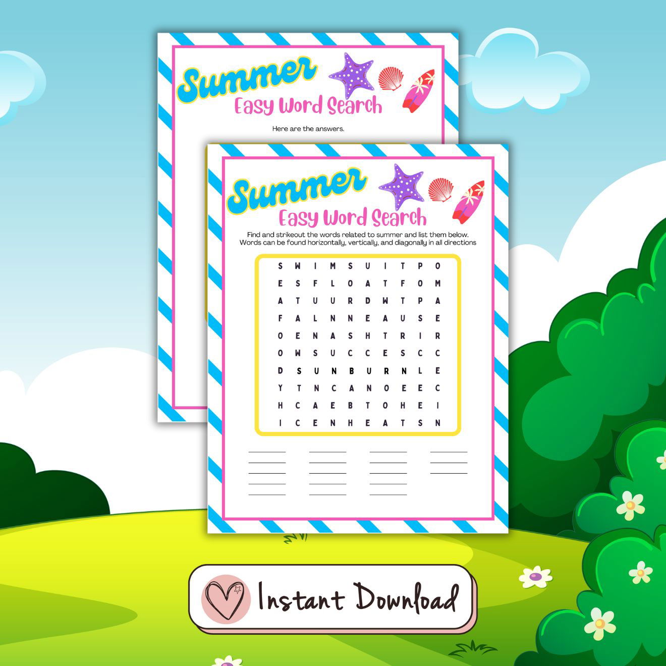 Printable Summer Word Search Puzzles Free Printable Summer Word Search