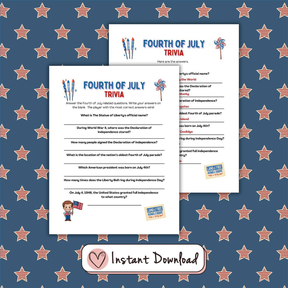 12 x 4th of July Games Bundle – Big Heart Little Star