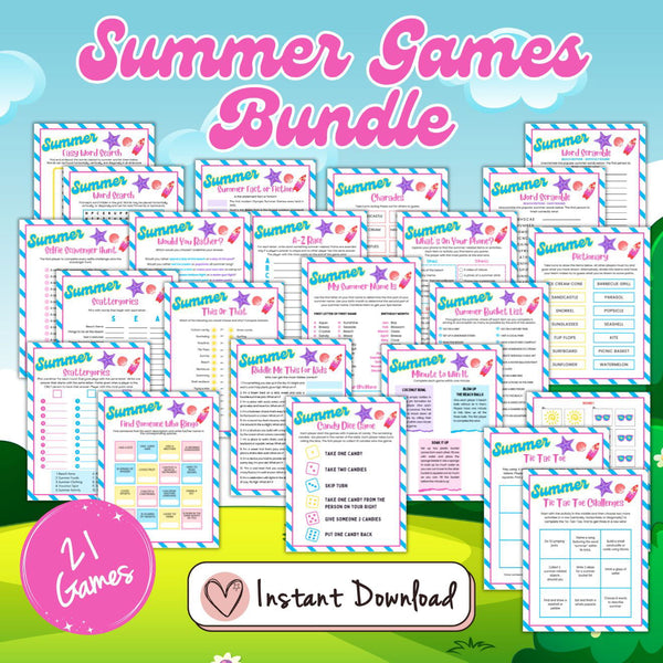 Summer Printable Games Bundle For Kids & Families – Big Heart Little Star