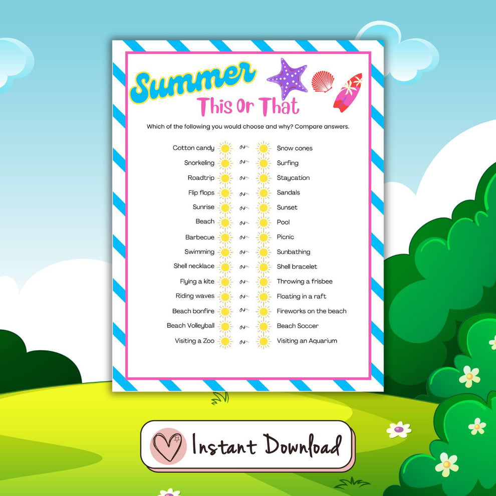 Summer Printable Games Bundle For Kids & Families – Big Heart Little Star