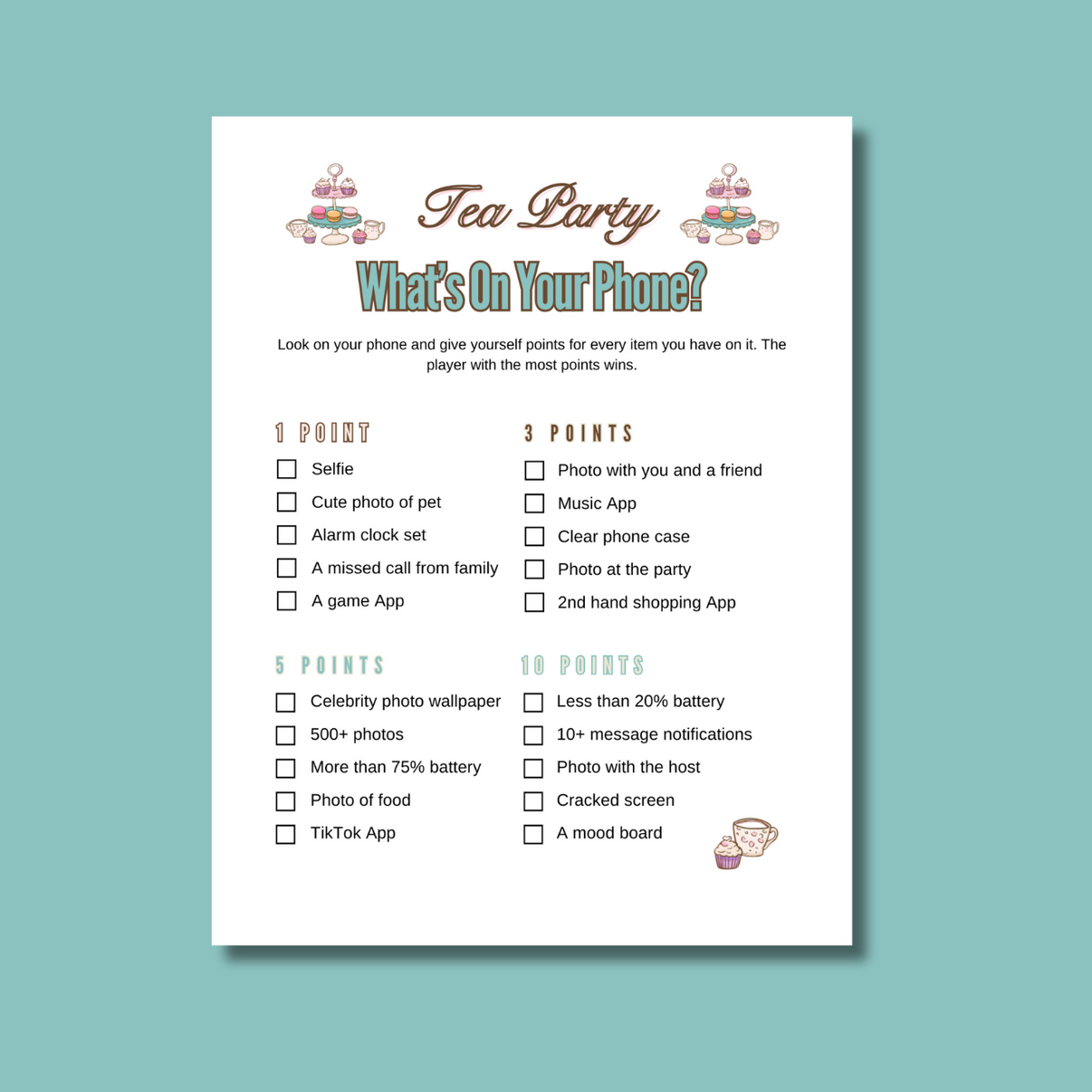 8 x Vintage Style Tea Party Games Bundle For Teens – Big Heart Little Star