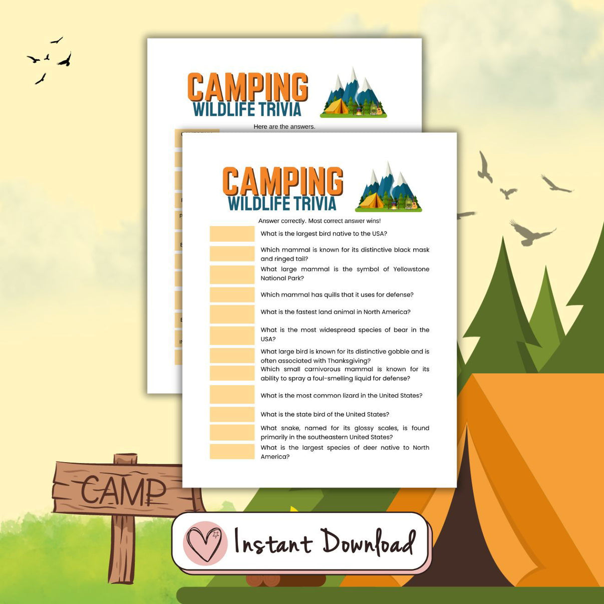 Camping Games And Activities Bundle For Kids And Families - Ten Games ...