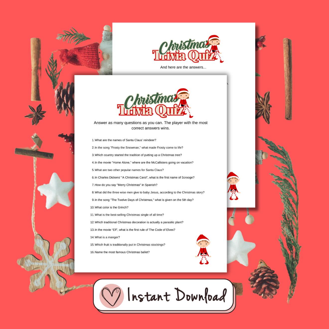 Christmas Trivia Quiz And Answer Sheet – Big Heart Little Star