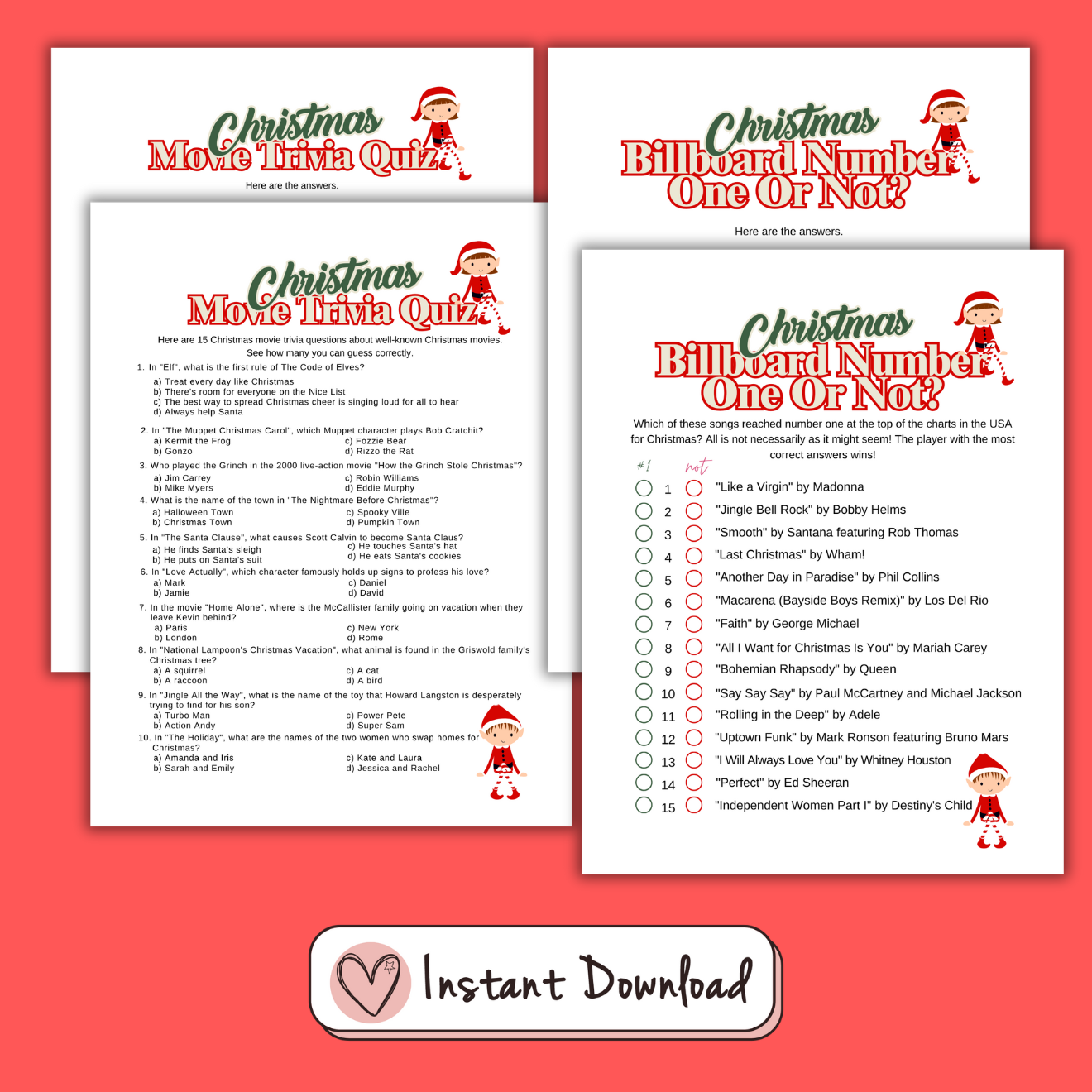 Printable Christmas Party Games Bundle – 22 Festive Games – Big Heart ...