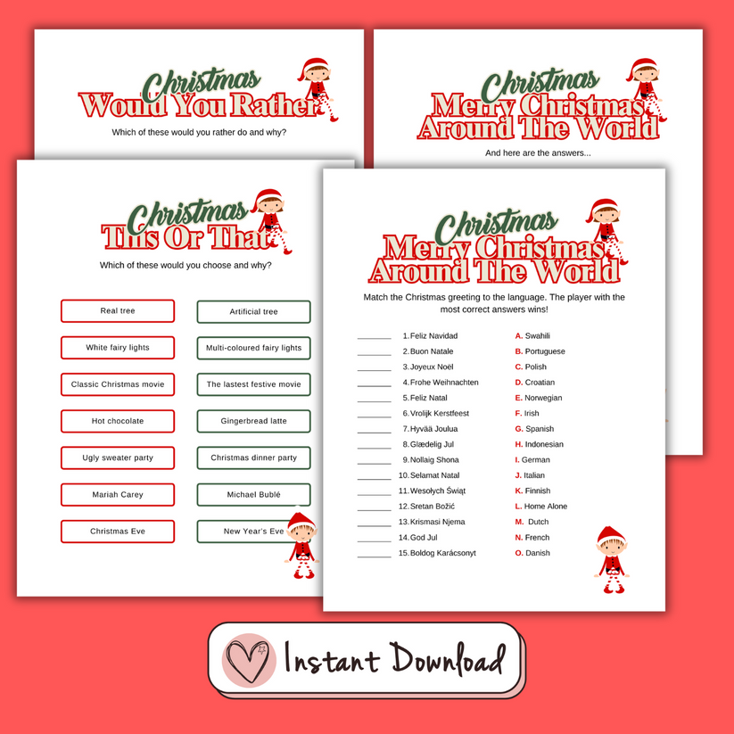 Ultimate Christmas Party Games Bundle – 22 Printable Festive Games for ...