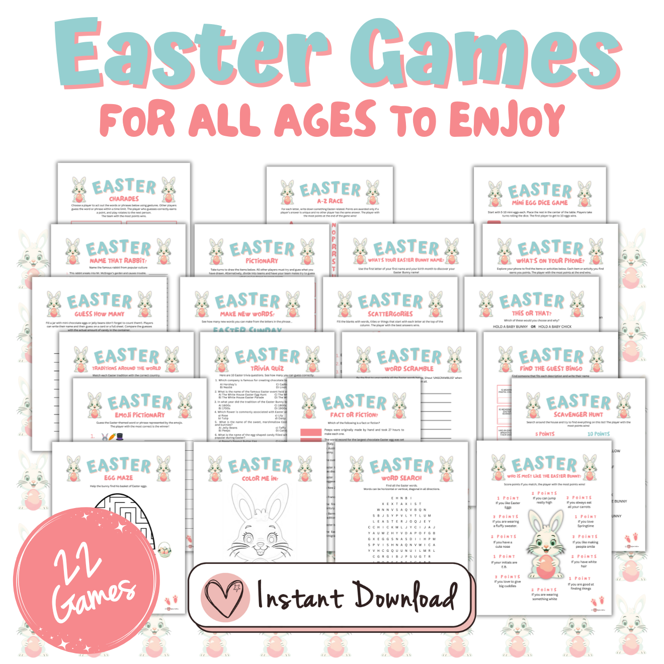 Printable Easter Games Bundle – 22 Activities for All Ages – Big Heart ...