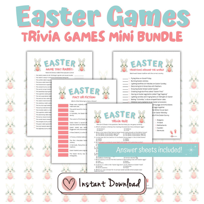 Easter Trivia Games Mini Bundle – 4 Printable Easter Quiz Games – Big ...