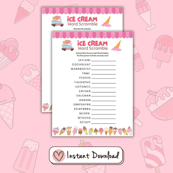 Ice Cream Themed Word Scramble Game – Big Heart Little Star