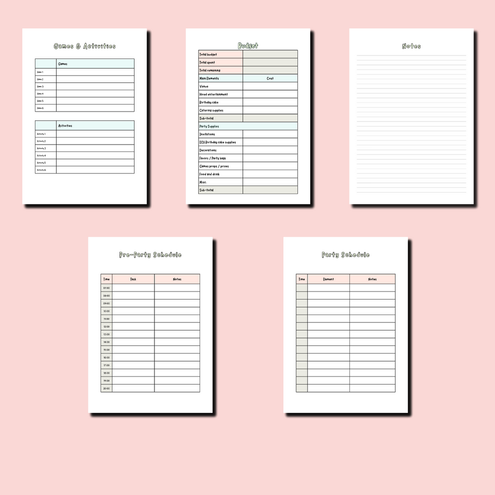 Kids Birthday Party Planner PDF (A4, A5 and US Letter Sizes) – Big ...