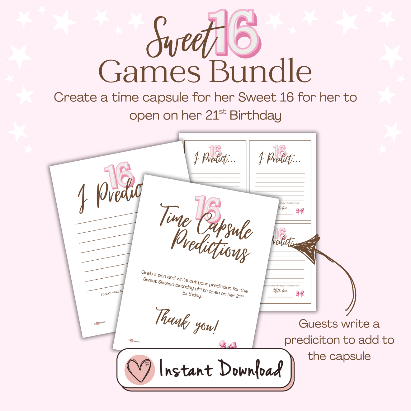 Sweet 16 Printable Party Games Bundle – Pink Design Fun Teen Activities ...