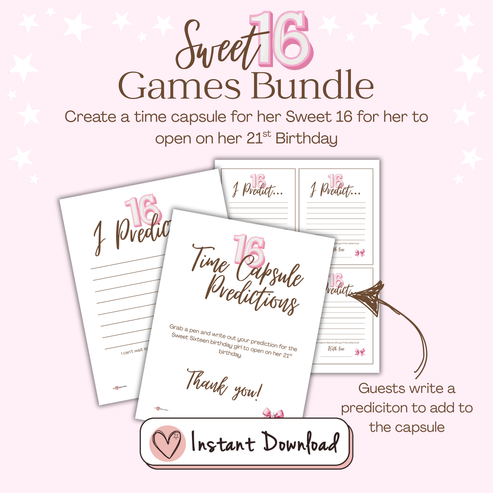 Sweet 16 Printable Party Games Bundle – Pink Design Fun Teen Activities ...