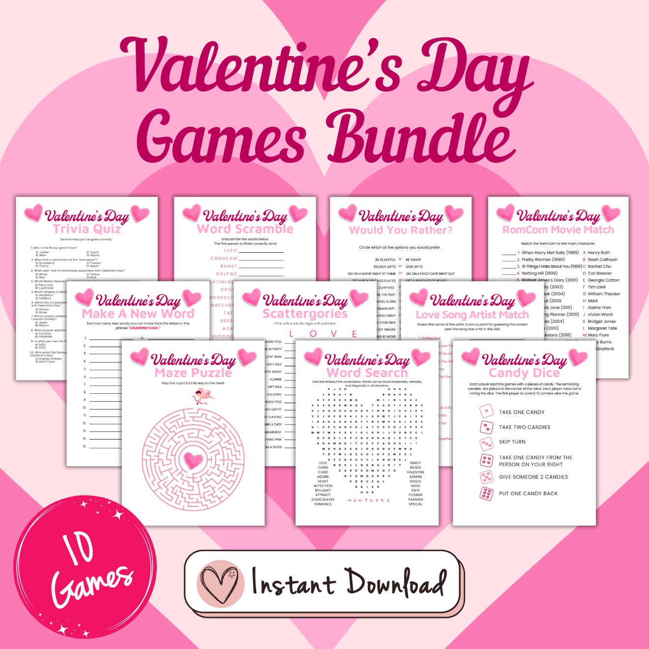10 x Valentine's Day Games Bundle – Big Heart Little Star